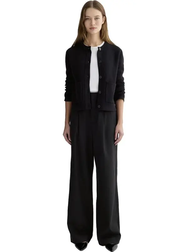 Everlane Draper Pleated Wide Leg Pant - Black | 30" Inseam